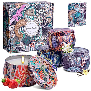 OFUN 4 Pack Scented Candles, Aromatherapy Candle Gift Set, 4.4 oz/120H Long Burning, Soy Wax Aromathrapy Candles for Stress Relief, Ideal for Birthday, Christmas, Thanksgiving, Mother's Day