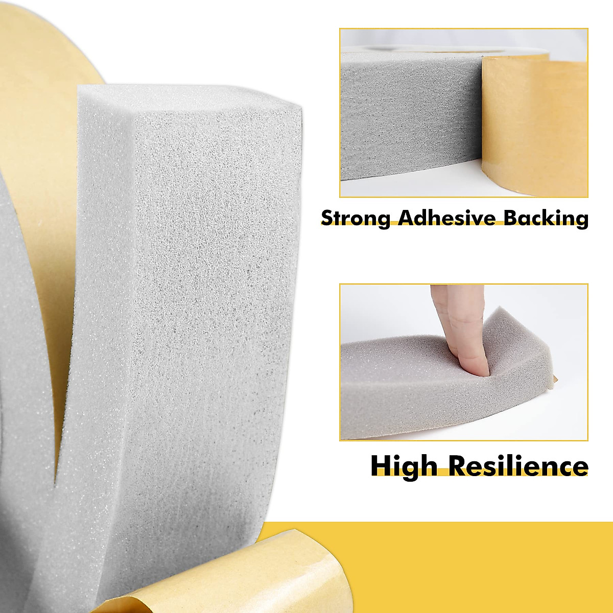 Powrocket Window Air Conditioner Insulation Foam Strip 2 x 1 Inch,High Resilience Window Seal Weather Stripping Tape with Adhesive,Window AC Installation Kit,6.5 Feet Long x 1 Roll