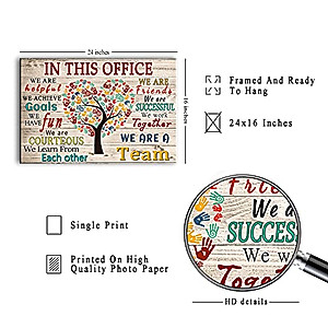 WHAOMIOT In This Office We Are A Team Inspirational Wall Art Positive Modern Decor Poster Canvas Print 24x16 Inch Frame Ready To Hang, Framed 24×16 Inch