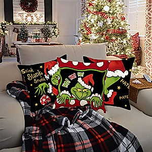 NEWSPIED Christmas Pillow Covers 18x18 Set of 4 for Christmas Decorations Christmas Pillows Winter Holiday Decor Farmhouse Throw Pillow Covers for Porch Home Couch Bed