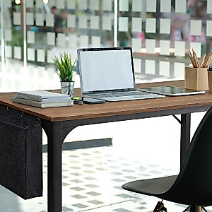 LIFEFAIR Computer Desk 47" Study Writing Desk, Modern Simple Style Laptop Table for Home and Office with Storage Bag, Black