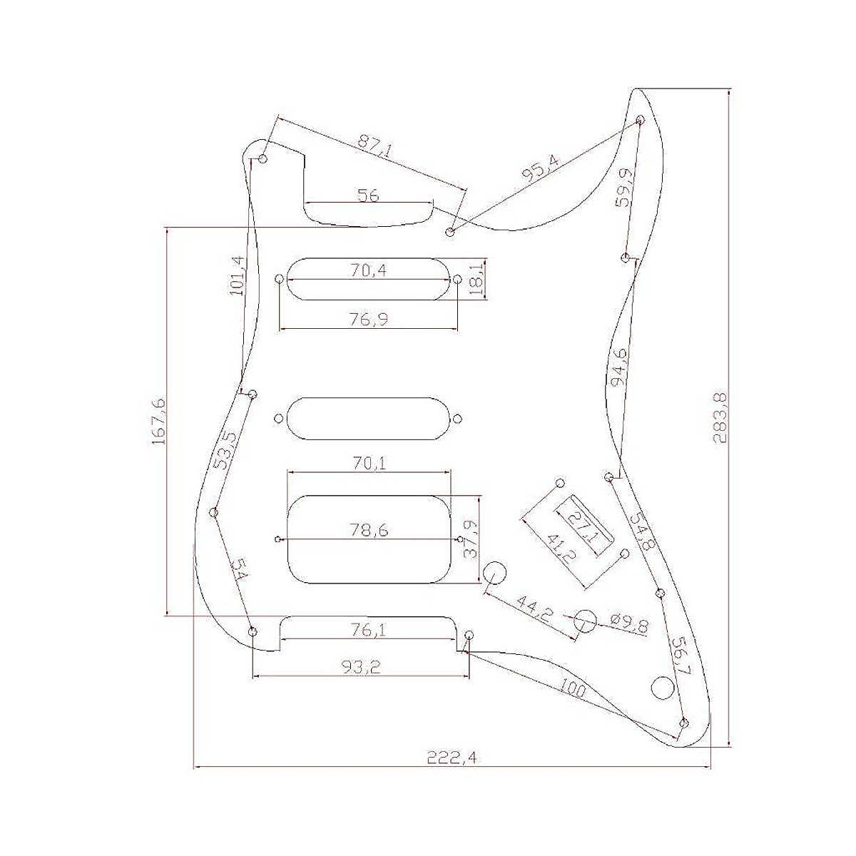 Dopro 11-Hole Strat HSS Guitar Pickguard 2-Screw Humbucking Pickup Mount for American FD Stratocaster Flower Pattern