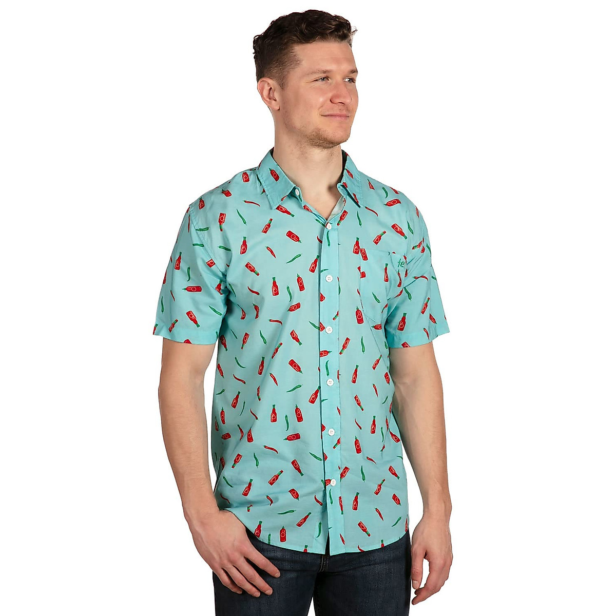 Tipsy Elves Men's Vacation Hot Sauce Summer Hawaiian Shirt Size Small