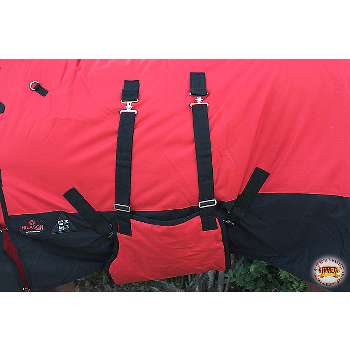 Red 78 in HILASON 600D Winter Waterproof Poly Horse Blanket Belly Wrap Red | Horse Sheet | Horse Turnout Sheet | Horse Sheets for Winter | Waterproof Turnout Sheets for Horses