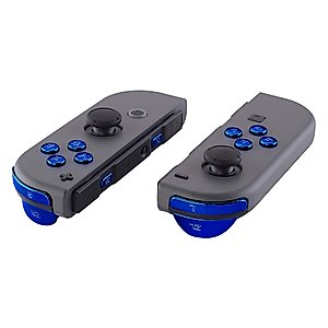 eXtremeRate Chrome Blue Full Set Replacement Buttons for Nintendo Switch & OLED JoyCon, ABXY Direction Keys SR SL L R ZR ZL + - Home Capture Trigger Buttons Springs - Without Controller