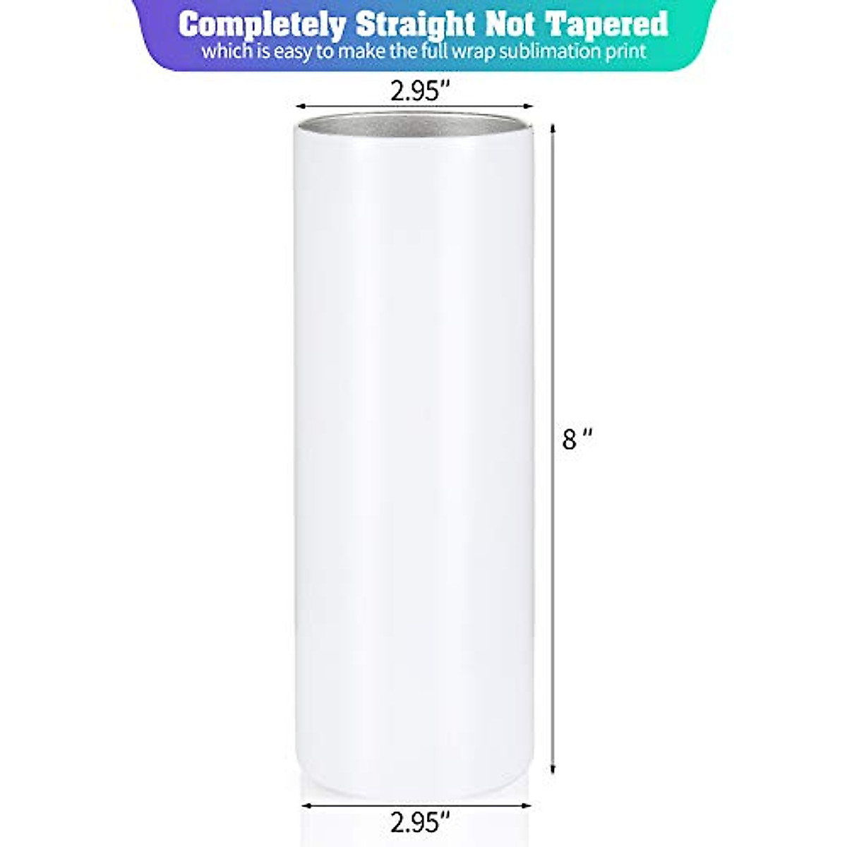 stonechic Sublimation White Straight Skinny Tumbler 20oz for Heat Transfer,Sublimation Blanks, Double Wall Insulated Tumbler with Heat Resistant Tape & Shrink Wrap Sleeve | Vinyl DIY Gifts - 6 Pack