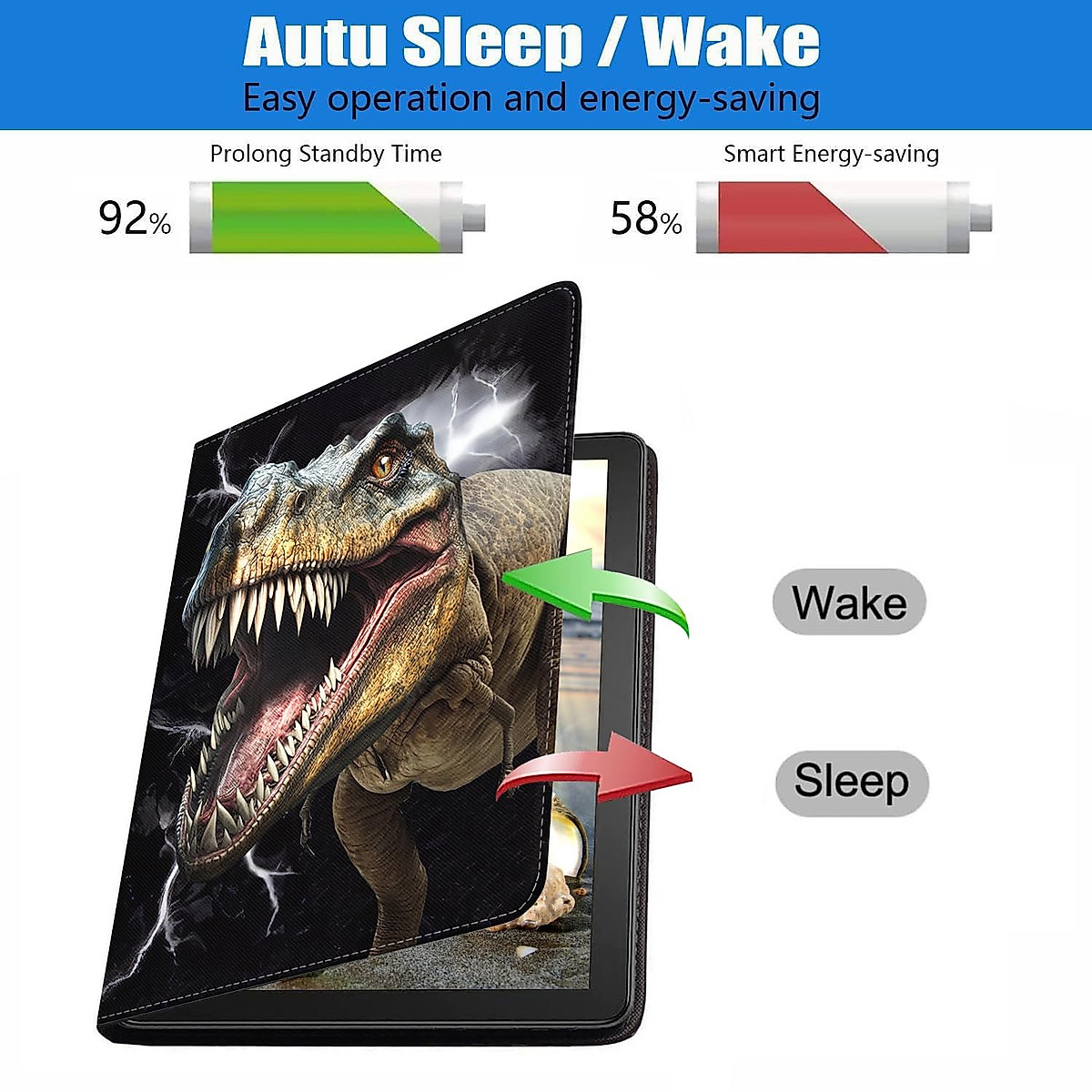 BXIKEOPIU Case for Samsung Galaxy Tab S8 2022 & S7 2020 11 Inch (SM-X700/X706/T870/T875/T878), Slim PU Leather Stand Folio Cover with Auto Sleep Wake, Dinosaur