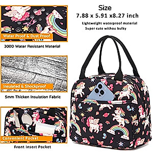 Laptop Backpacks 16 Inch School Bag with Lunch Box Set College Elementary Backpack Cute Lunch Bag Travel Large Bookbags for Teens Girls Women Kids Students (Black- Unicron)