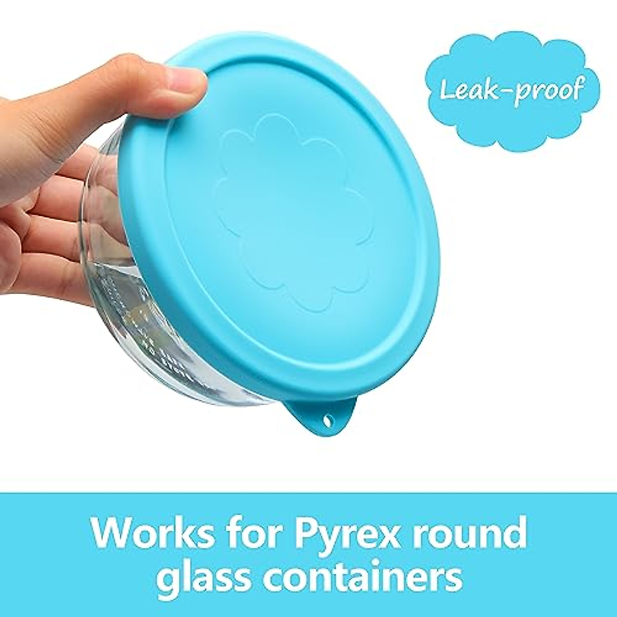 LUVCOSY 1 Cup 2 Cup Round Silicone Replacement Lids for Pyrex 7202-PC, 7200-PC Glass Bowls, 8 Pack, Microwave & Dishwasher & Freezer Safe (Container not Included)