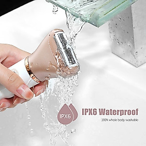 Electric Razor for Women, Laintene 2 in 1 Wet & Dry Hair Removal Trimmer, Waterproof Body Hair Groomers Lady Shaver for Legs, Underarms, Armpit, Face (Rose Gold)