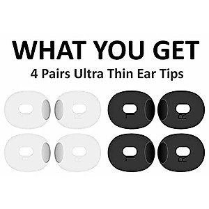 [ Fit in Case ] Ultra Thin Compatible with AirPods Pro 2 Ear Tips Eartips, Replacement Super Thin Anti Scratch Cover Skin Accessories Compatible with AirPods Pro 2nd Generation 2 White 2 Black