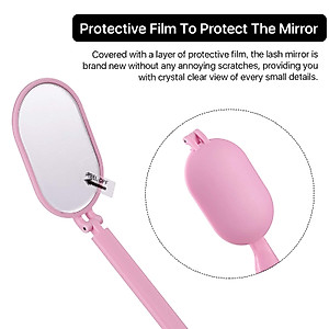 Pretty memory Lash Mirror, 270 Degree Free Rotation Lash Extension Supplies, Lightweight Makeup Mirror for Eyelash Extensions Supplies (Pink)