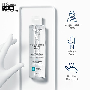 Vichy Pureté Thermale One Step Micellar Water Makeup Remover & Facial Toner | Micellar Cleansing Water + Vitamin B5 | No Rinse Needed | Gentle Eye Makeup Remover & Hydrating Toner For Face