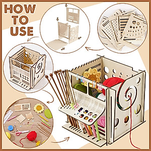 MUCUNNIA All-in-one Wooden Yarn Bowls for Crocheting Knitting Accessories Granny Square Blocking Board Knitting Crochet Needle Gauge Measuring Tool Craft Tool Organizer Gift for Crochet Lovers