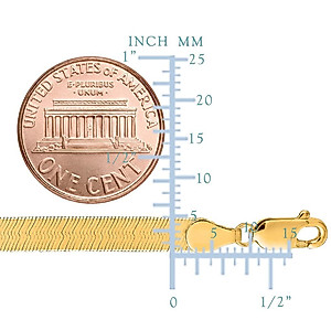 The Diamond Deal 14k Solid Yellow Gold 5.00mm Shiny Imperial Herringbone Chain Necklace or Bracelet for Pendants and Charms with Lobster-Claw Clasp (24" And yellow-gold)