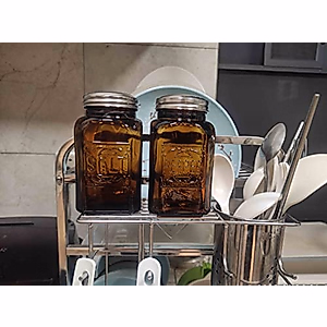 Ritadeshop Depression Style Glass Salt and Pepper Shakers (Amber), 2.35*2.35*4.5 inches