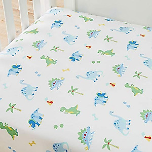 Wildkin Kids 100% Cotton Fitted Crib Sheet for Boys and Girls, Crib Sheets Measures 52 x 28 x 8 Inches, Kids Crib Sheets with Super Soft and Breathable Material (Dinosaur Land)