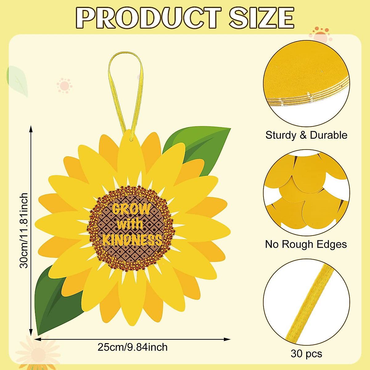 Patelai 30 Sets Be Kind Sunflower Craft Kit for Kids DIY Religious Kindness Sunflower Make Your Own Sunday School Craft Bulk for Kids Summer Spring Fun Home Classroom Activities