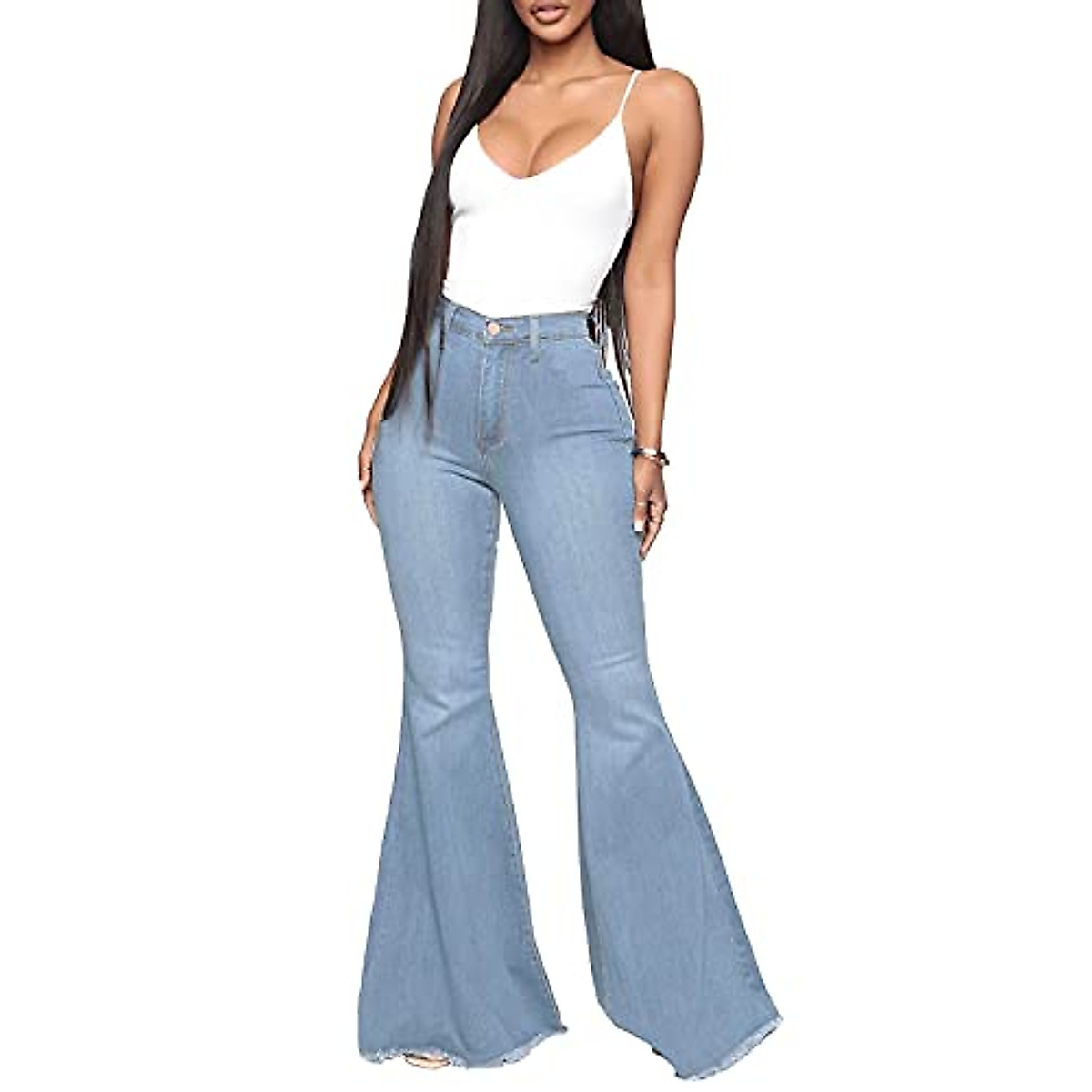 ZERMOM Women's Flare Jeans Mid Rise Bell Bottom Denim Pants