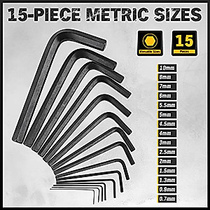 ELEAD 30-Piece Hex Key Set - Allen Wrench Set, SAE and Metric Allen Keys, MM(0.7mm-10mm) SAE(0.028"-3/8), Heat-Treated Steel, Torque Handle, High Leverage, Long & Short Keys, Easy Organization