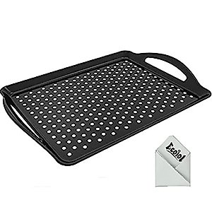 ECOIOU Anti Slip Food Serving Tray with Handles, Rectangle Non Slip Non-Toxic Dishwasher Safe Tray for Snack Fruit Dessert Breakfast Drink, Cleaning Clothes Included