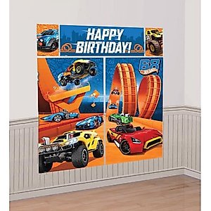 Adorable Hot Wheels Wild Racer Scene Setters Wall Decor Kit - (Pack of 5) - Perfect for Kids' Birthdays & Racing-Themed Events