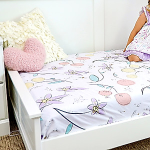 JumpOff Jo - 3-Piece Kids Twin Bed Sheet Set - Super Soft Durable Hypoallergenic, Breathable, Microfiber Polyester - Themed Bedding for Toddler Beds & Twin Beds - Fairy Blossom