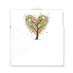 Seasons of Life Note Card Assortment Pack/Set Of 24 Greeting Cards And White Envelopes / 4 7/8" x 3 1/2" Cards Featuring 4 Seasonal Tree Designs
