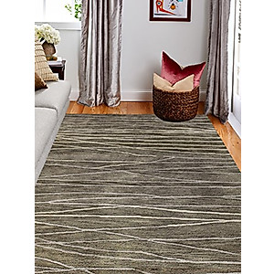 Bashian Collection Hand Tufted Wool & Viscose Area Rug, 5.6' x 8.6', Taupe