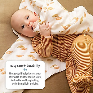 Oliver & Rain Organic Muslin Baby Girl Swaddle Blankets 3 Pack Receiving Blanket, Veggie Print, Purple Floral, Olive