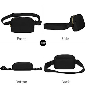Frenou Fanny Pack For Women and Men Belt Bag Fashion Gift Waist Pack With Adjustable Strap For Travel Running Hiking Walking Black