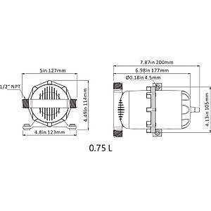 Seaflo 0.75/1.0 Liter Pressurized Accumulator Tank