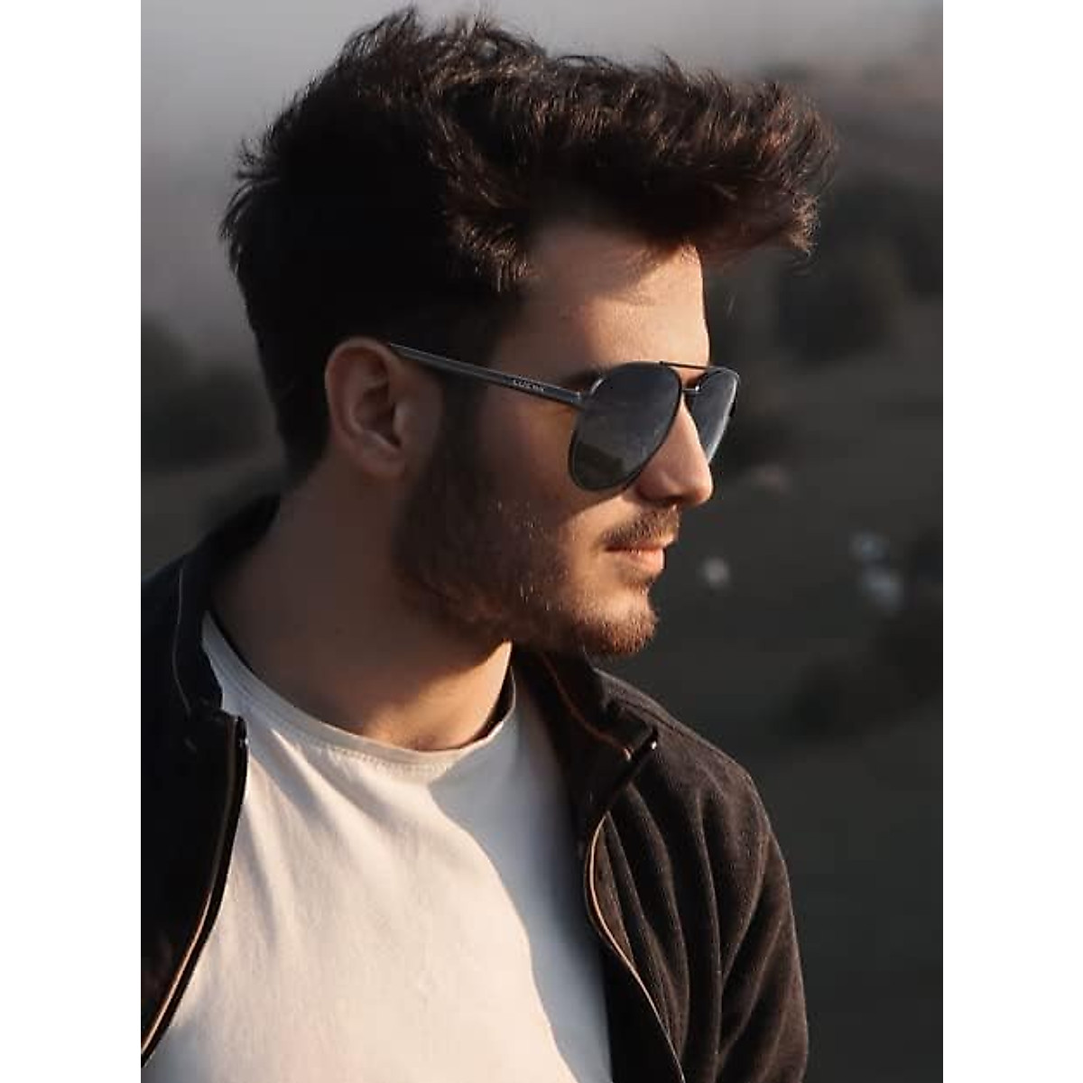 LUENX Aviator Sunglasses for Men Women Polarized-Stylish Shades Non Mirror UV400 Protection Driving Outdoor Activities 59 MM(All Black)