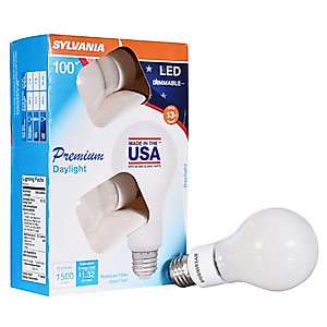 LEDVANCE, Daylight 40243 Sylvania 100 Watt Equivalent, A21 LED Light Bulbs, Dimmable, Color 5000K, Made in The USA with US and Global Parts, 4 Pack