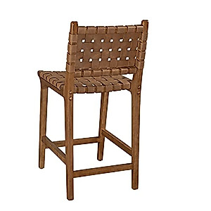 Ball & Cast HSA-1110-24B Home Kitchen Faux Leather Woven Counter-Height Barstool Set of 1, 24 inches, Brown