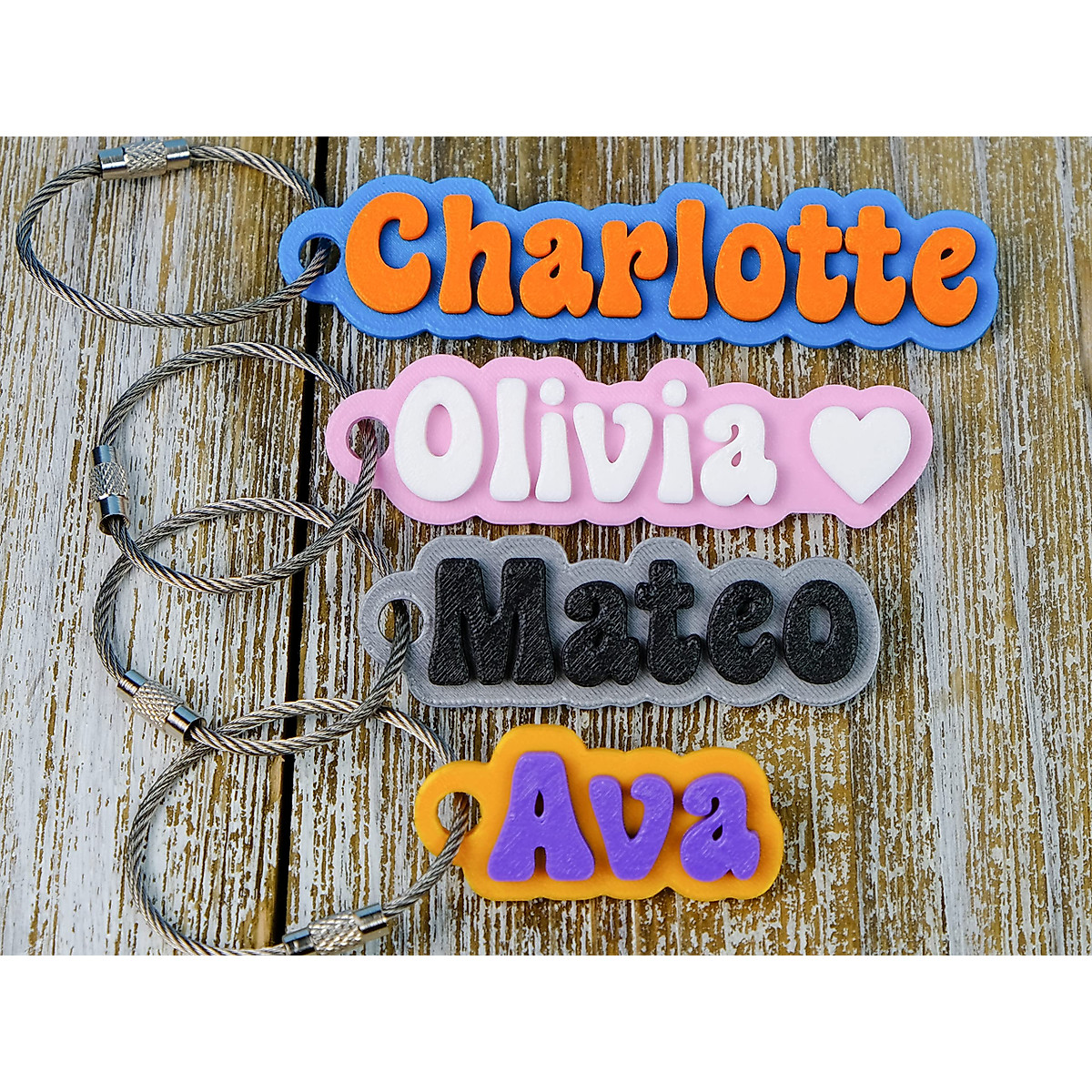 Personalized Water Bottle and Bag Name Tag Groovy Font, Hard Plastic Luggage Label Custom Nametag, Bulk Discounts