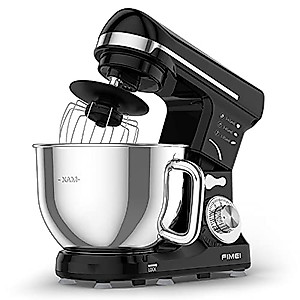 FIMEI Stand Mixer, 5.5 Qt Food Mixer, 6-Speed Tilt-Head Kitchen Mixer (Dough Hook and Beater with Ceramic Glaze, Whisk), Lower Noise, Anti-Slip (Black)