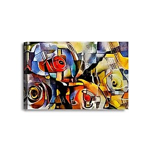 IPIC - A bouquet of beautiful flowers, oil painting in Picasso style. Giclee Print on Canvas Wall Art for Home Decor. 36x24