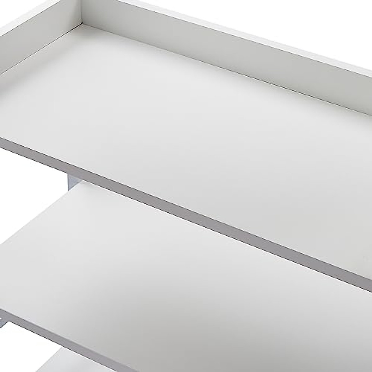 DHAEY 70.8 Inch Tall Bookshelf,6-Tier Bookcase Shelf with Round Top and Hooks,Metal Book Shelf Display Shelf Storage Organizer with MDF Boards & Adjustable Foot Pads for Office Small Space,White