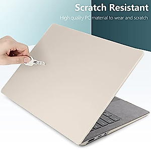 DONGKE Case ONLY Compatible with 13.5" Microsoft Surface Laptop 5/4 / 3 Laptop with Alcantara Keyboard Model: 1950/1958, Plastic Hard Shell Case with Keyboard Cover & Screen Protector, Cream Stone