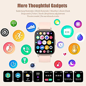 Smart Watch with Text and Call,Fitness Tracker Sleep Heart Rate Monitor Smart Watch for Android iOS Phones Compatible 1.7 in HD Full Touch Screen Smartwatch Waterproof Smart watches for Women Men
