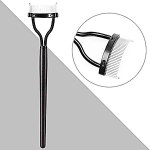 TEOYALL 2 PCS Eyelash Comb, Makeup Mascara Applicator Metal Teeth Eyelashes Separator Curler Arc Designed False Eyelash Grooming Brushes