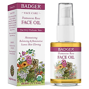 Badger Balm - Damascus Rose Antioxidant Face Oil - Certified Organic,1 oz.