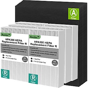 6 Pack HPA300 HEPA Filter Replacement R with 8 Pack Activated Carbon Filter A Compatible with Honeywell Air Purifier HPA 100/200/300 and 5000 Series, for Honeywell Air Purifier Filter Replacement