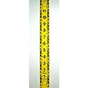 Adhesive Continuous Ruler Roll Tape – Fractional – 1 1/2 Inches Wide, 12 Inch Long X 105 Repeats – Vertical Up – Yellow