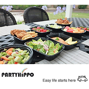 PARTY HIPPO Small Meal Prep Containers Single Lids, 12 OZ 12-pack, Food Storage Bento BPA Free | Stackable | Reusable Lunch Boxes, Microwave/Dishwasher, Freezer Safe,Portion Control