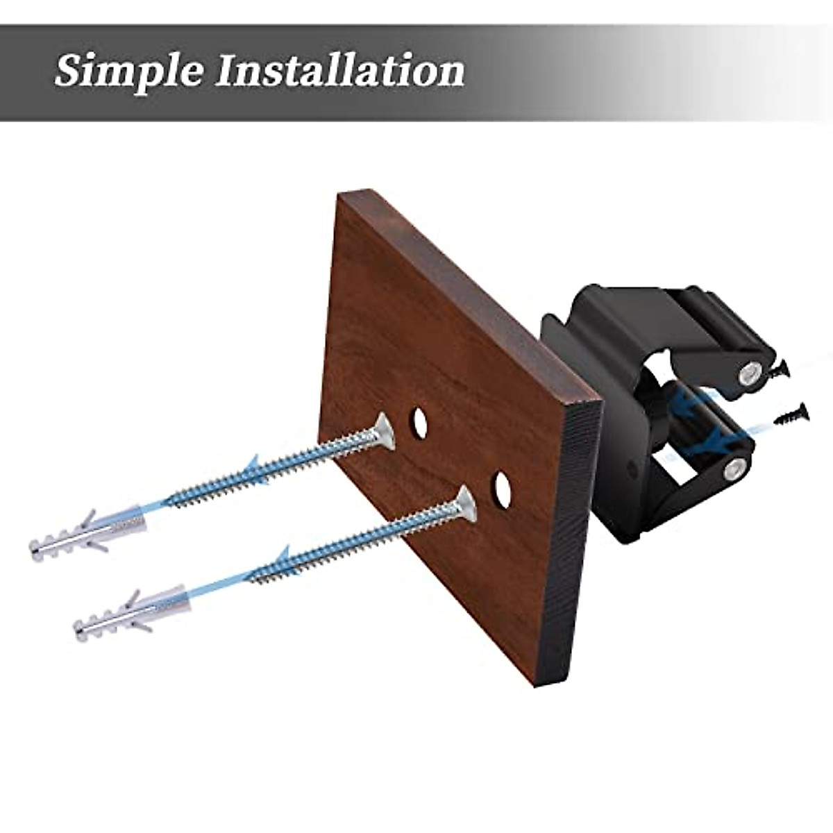 OLBET Farmhouse Mop And Broom Holder Wall Mount - Rustic Wooden Broom Organizer Wall Mount - 2 Pack - Classical Heavy Duty Storage Garden Tool Organizer Wall Hanger - Walnut Grain