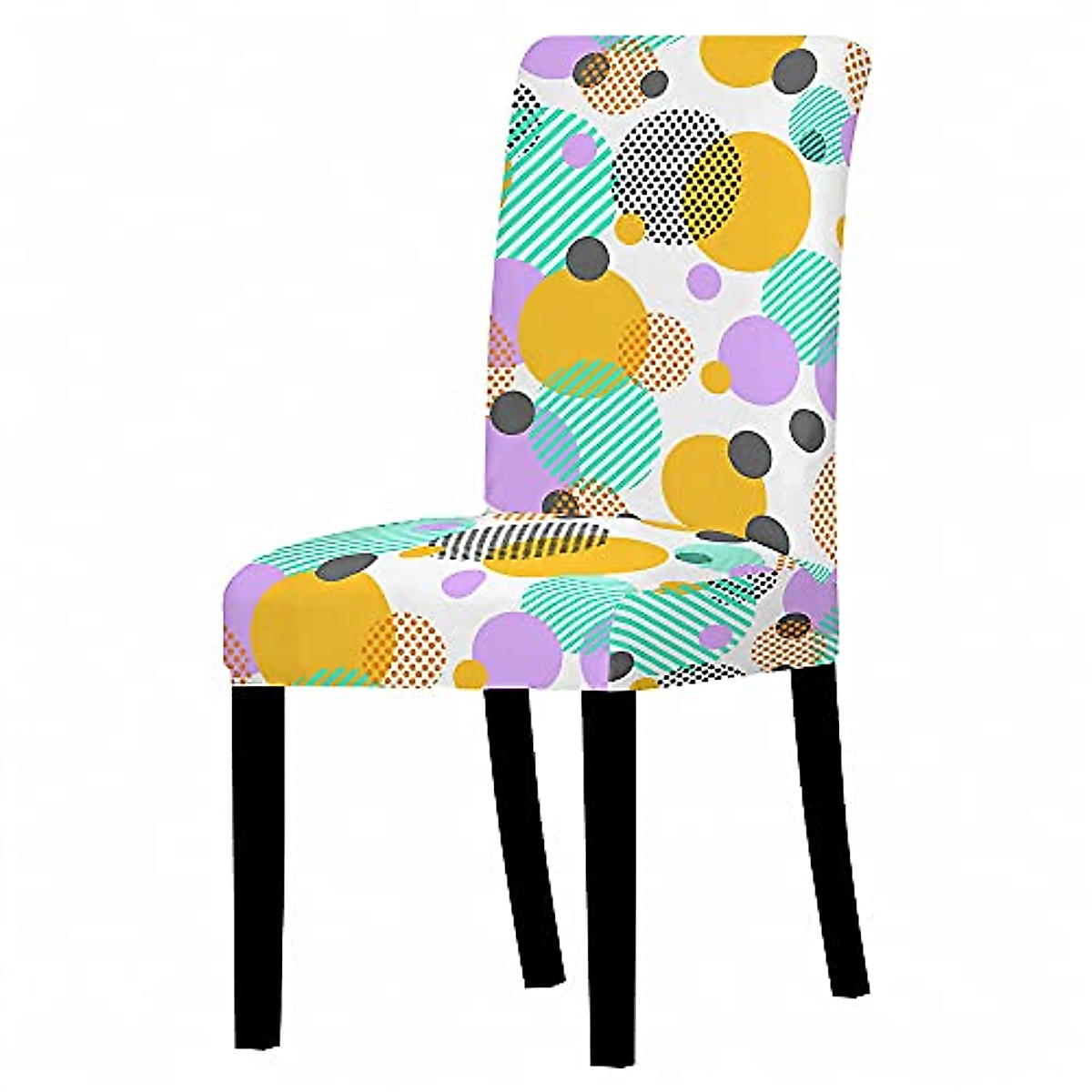 Round Triangle Printed Chair Cover Removable Dirt Resistant Kitchen Seat Cover Elastic Chair Cover for Banquet Restaurant AJ2 6PCS