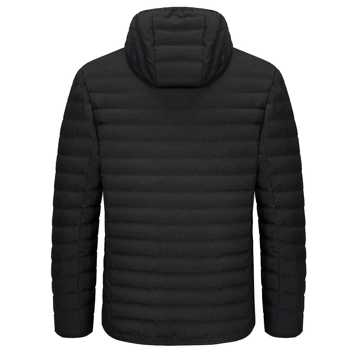 Little Donkey Andy Men's Warm Waterproof Puffer Jacket Hooded Windproof Winter Coat with Recycled Insulation Black L