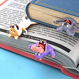 Funny 3D Cartoon Animal Bookmark, 3D Animal Bookmark with Flat Body Gift for Children and Girls (purplr+Pink)